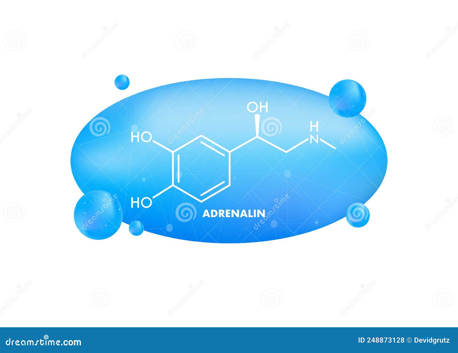 Adrenaline or Adrenalin, Epinephrine Neurotransmitter Molecule ...