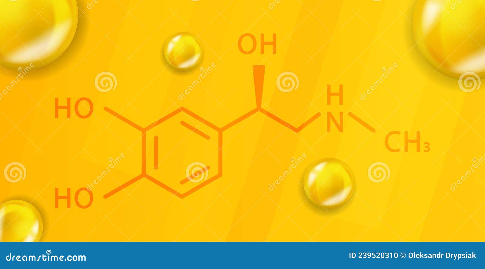 Adrenaline Chemical Formula. Adrenaline 3D Realistic Chemical Molecular ...
