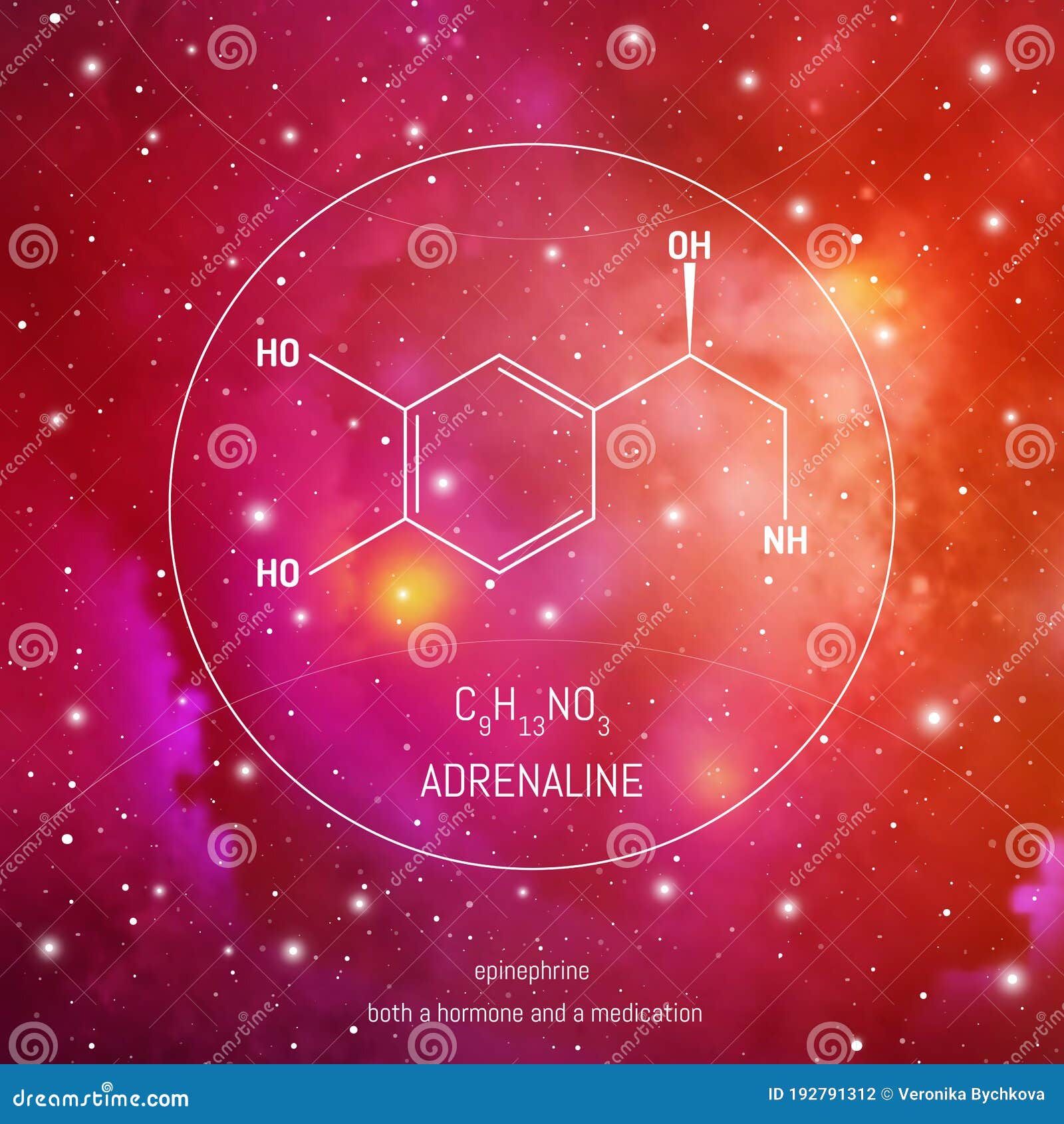 Adrenaline Hormone Molecular Formula. Human Body Hormones Symbol ...