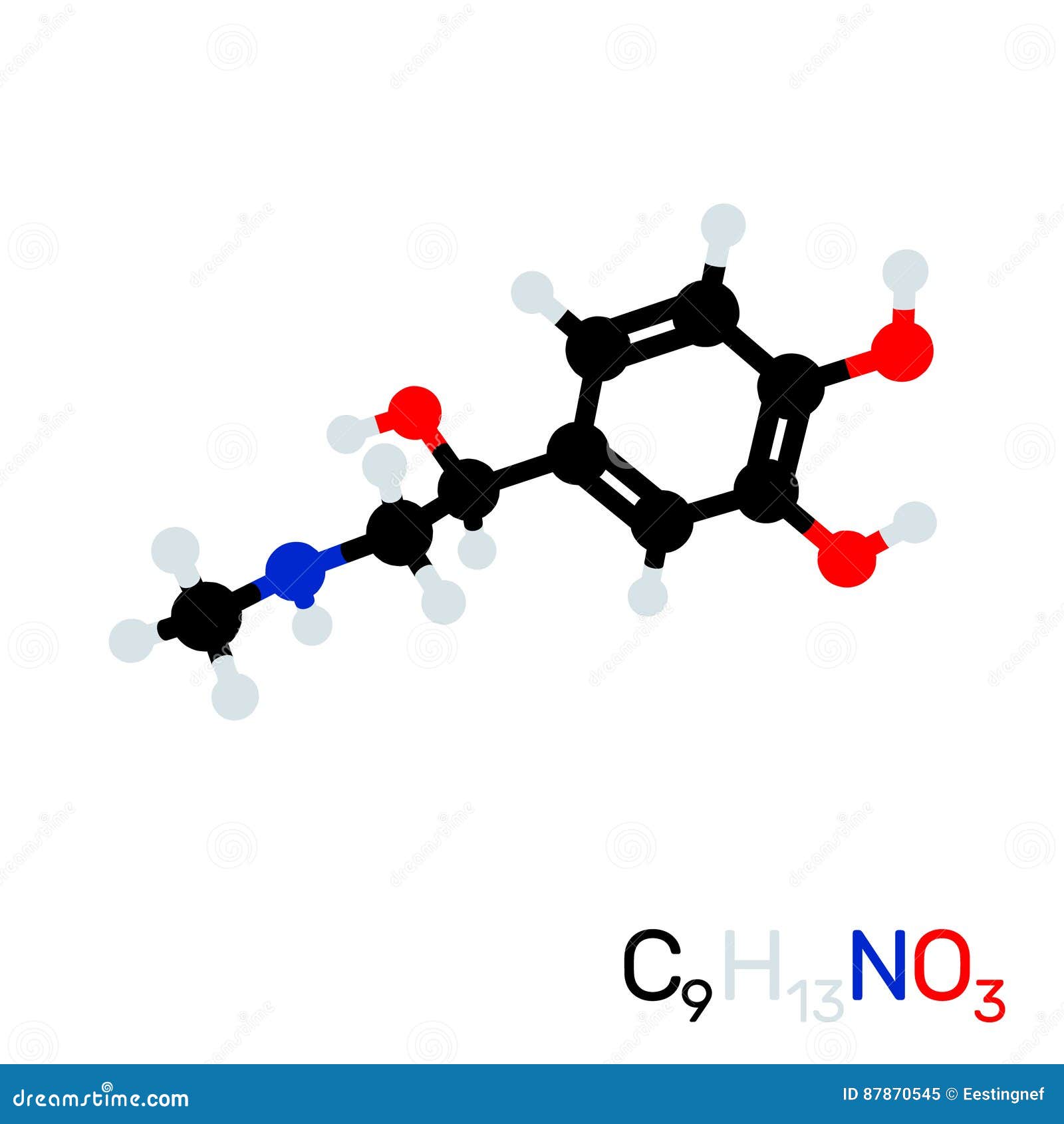Adrenaline Model Molecule. Isolated On White Background. Vector Stock ...