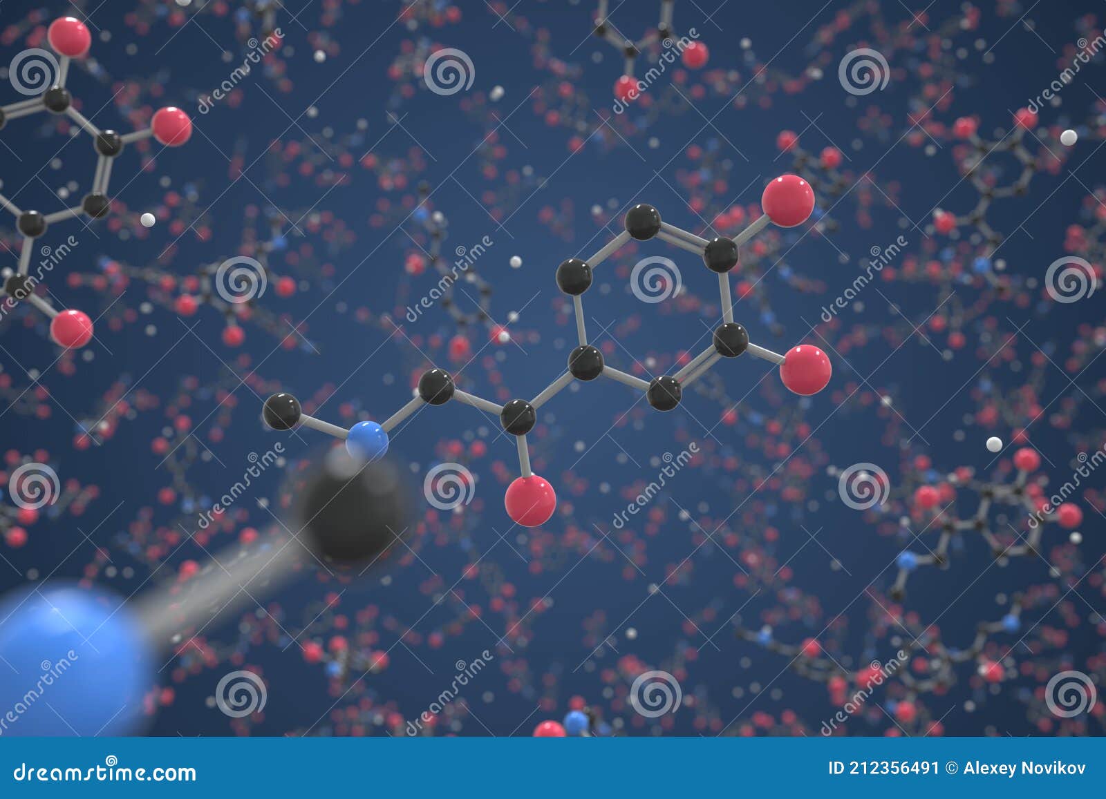 Adrenaline Molecule. Ball-and-stick Molecular Model. Chemistry Related ...