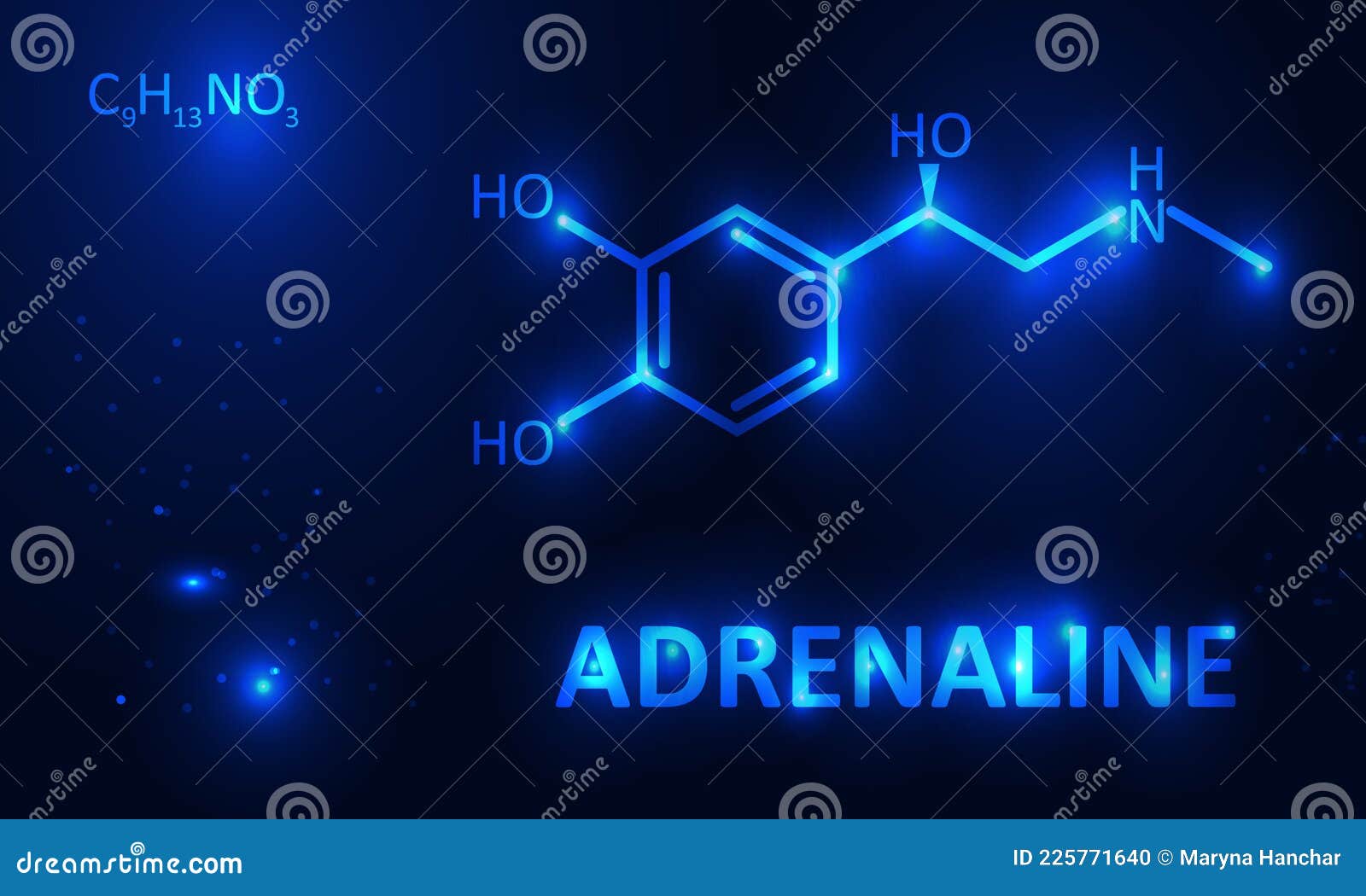 Adrenaline Molecule, Epinephrine Skeletal Formula Cartoon Vector ...