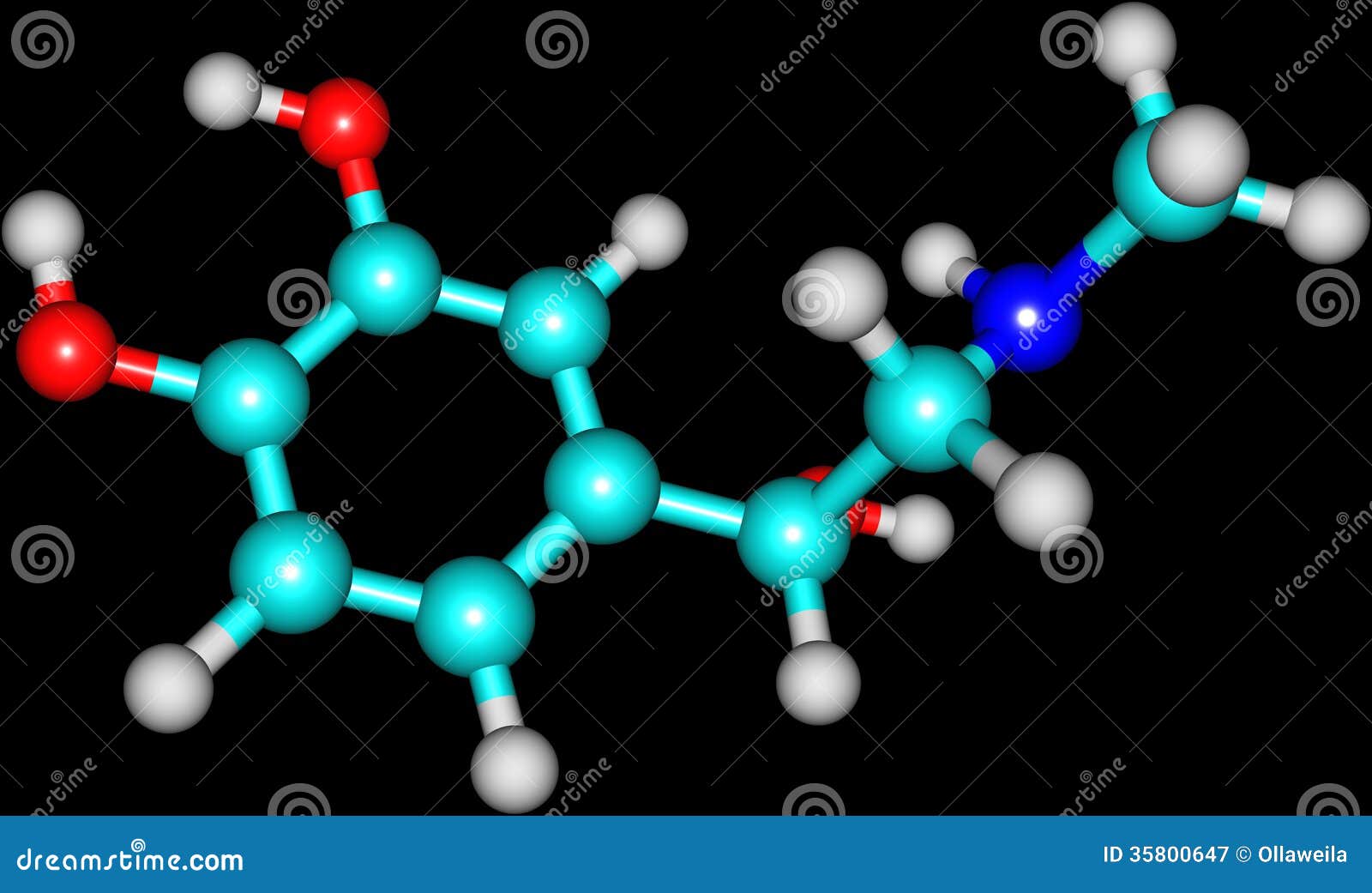 Adrenaline Molecule, Epinephrine Skeletal Formula Cartoon Vector ...