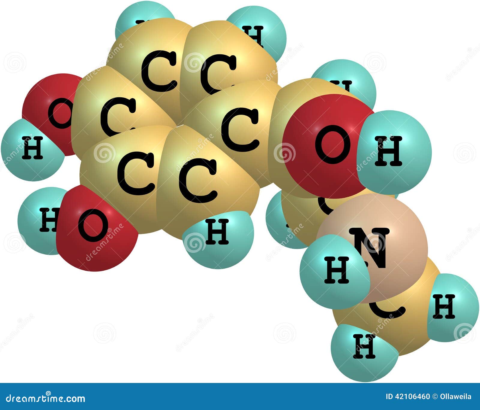 Adrenaline Molecule on White Background Stock Illustration ...
