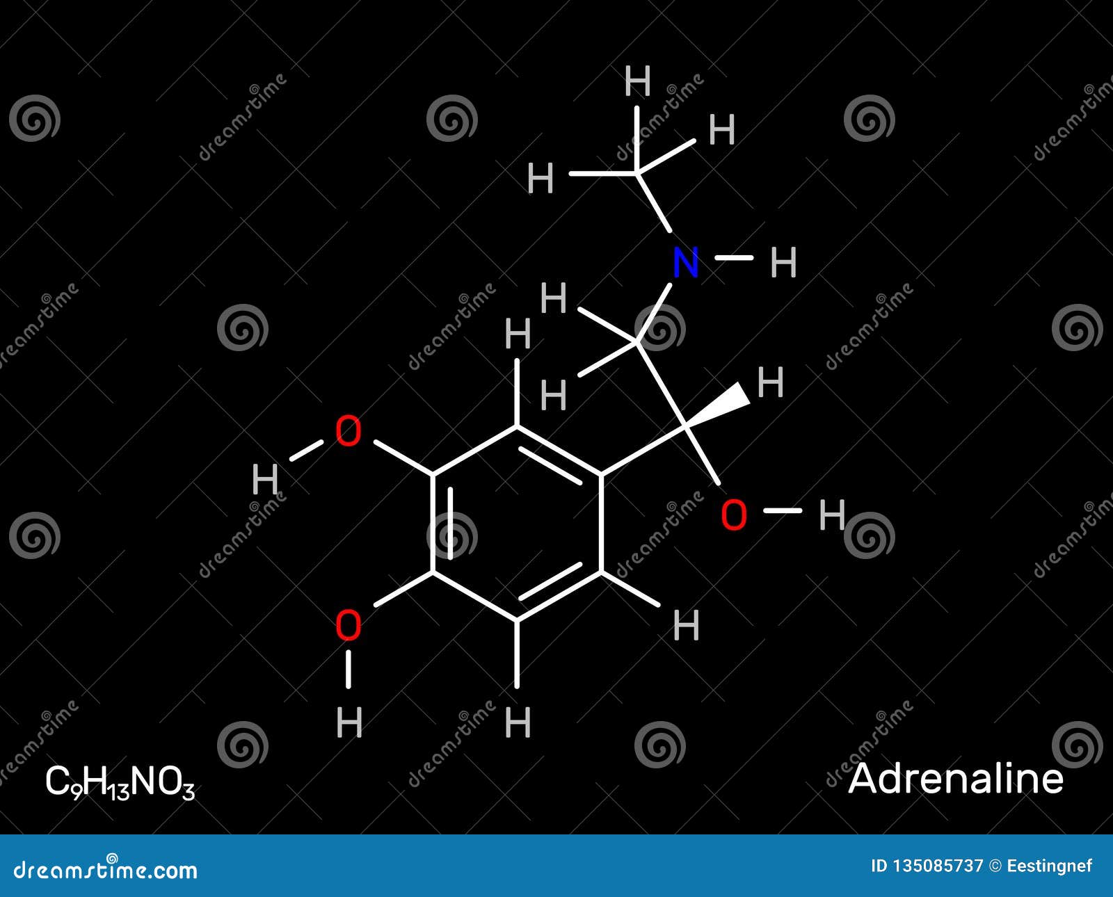 Adrenaline Neurotransmitter Structural Formula. Vector Illustration ...
