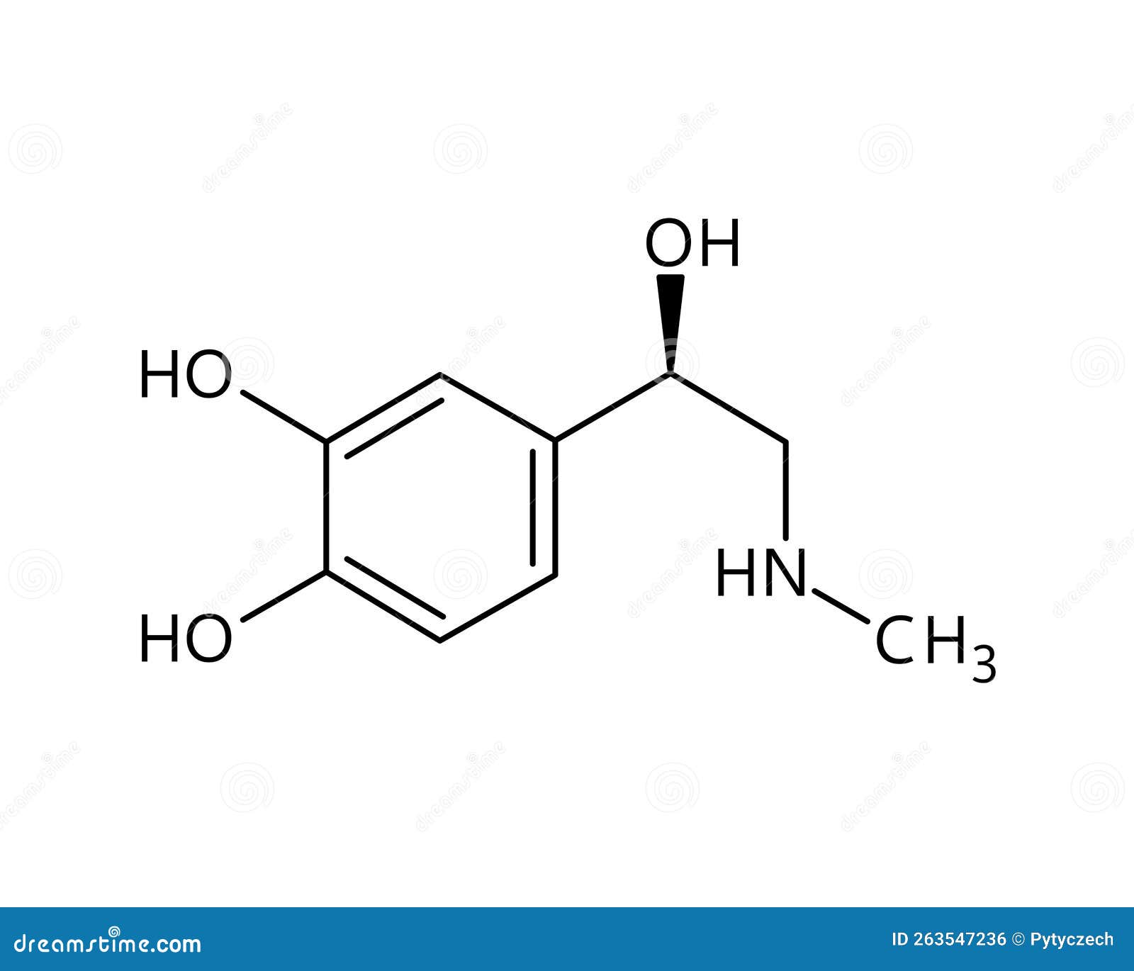 Adrenaline Molecular Structure. Epinephrine Skeletal Chemical Formula ...