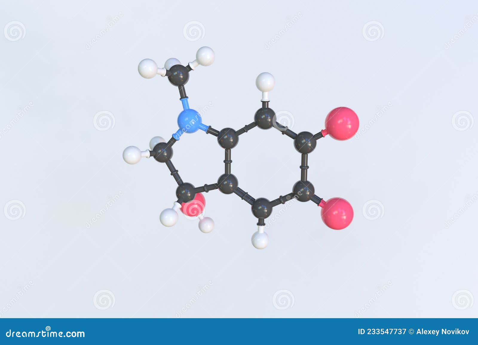 Adrenochrome Molecule. Isolated Molecular Model. 3D Rendering Stock ...