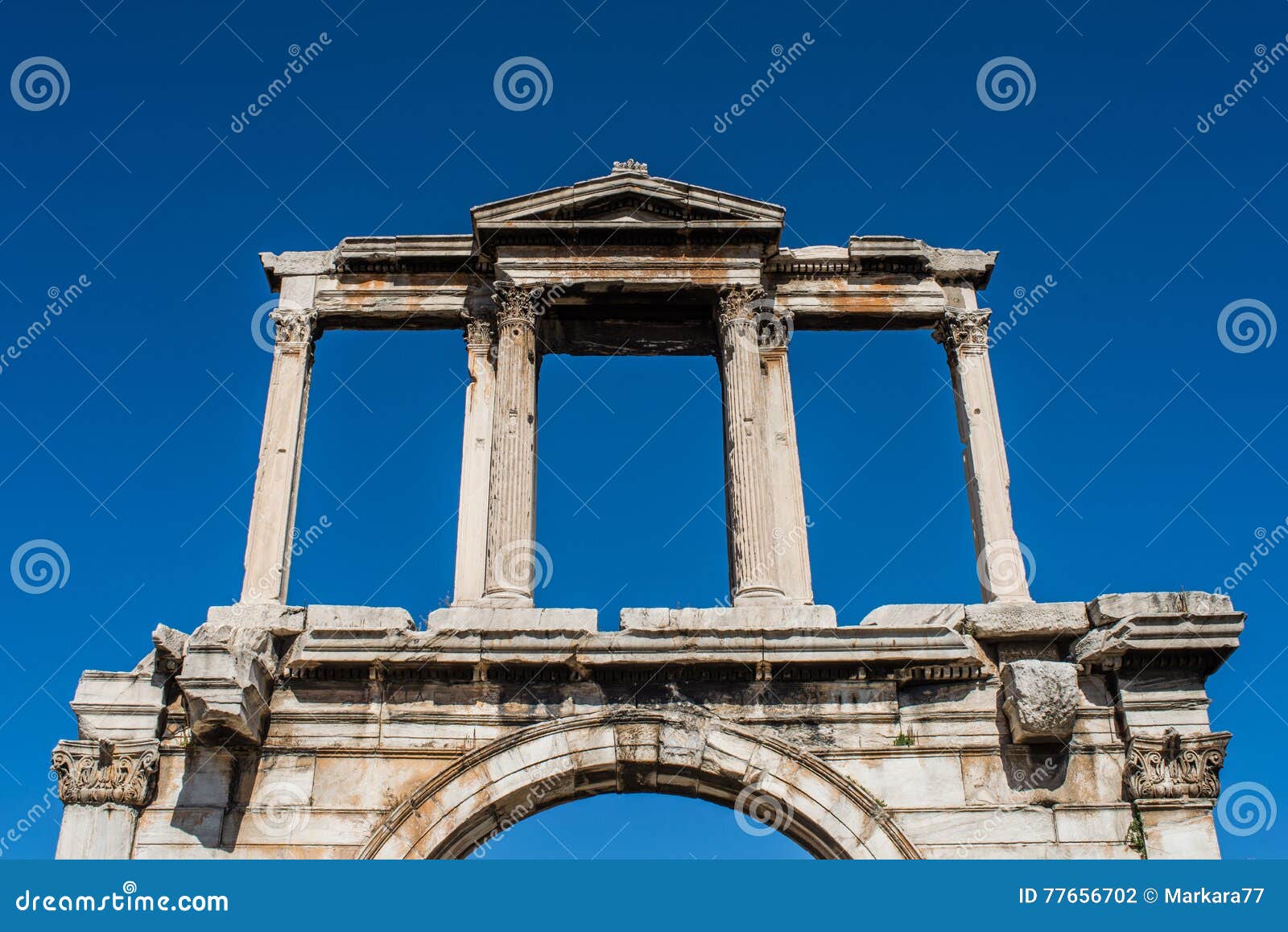 Adrianou Gate in Athens, Greece Stock Photo - Image of monument ...