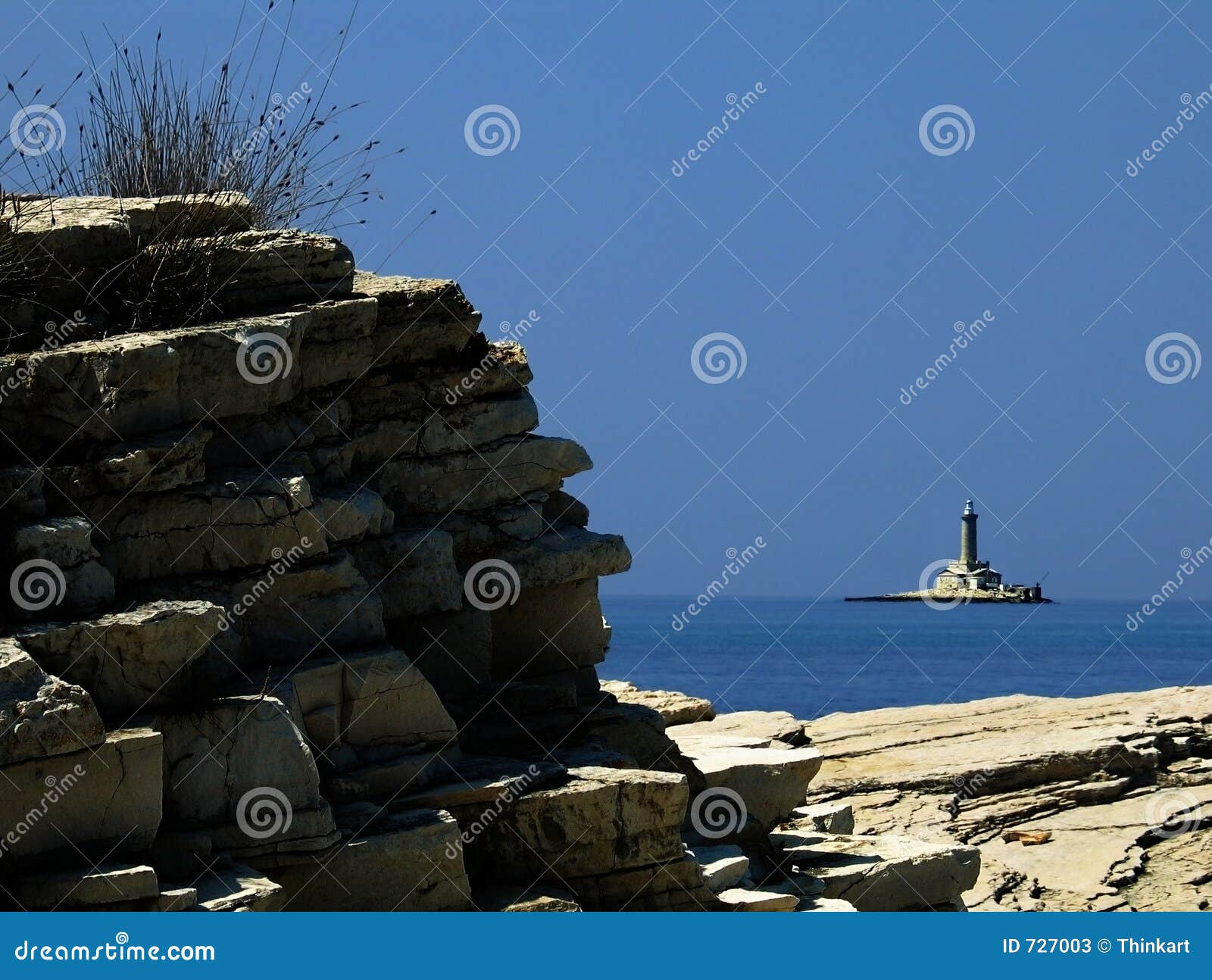 Adriatic Coastline - Porer Lighthouse Stock Image - Image of rock ...