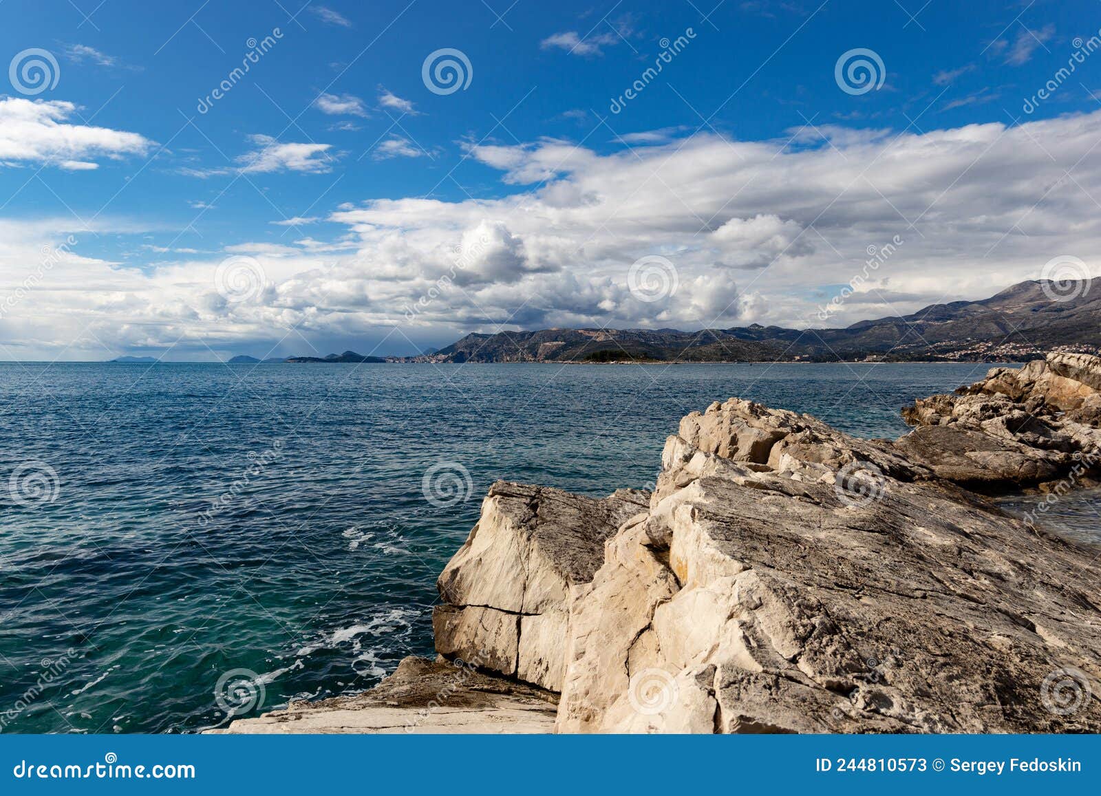 Adriatic Sea Landscape on the Coast. Rocks and Sea Stock Image - Image ...