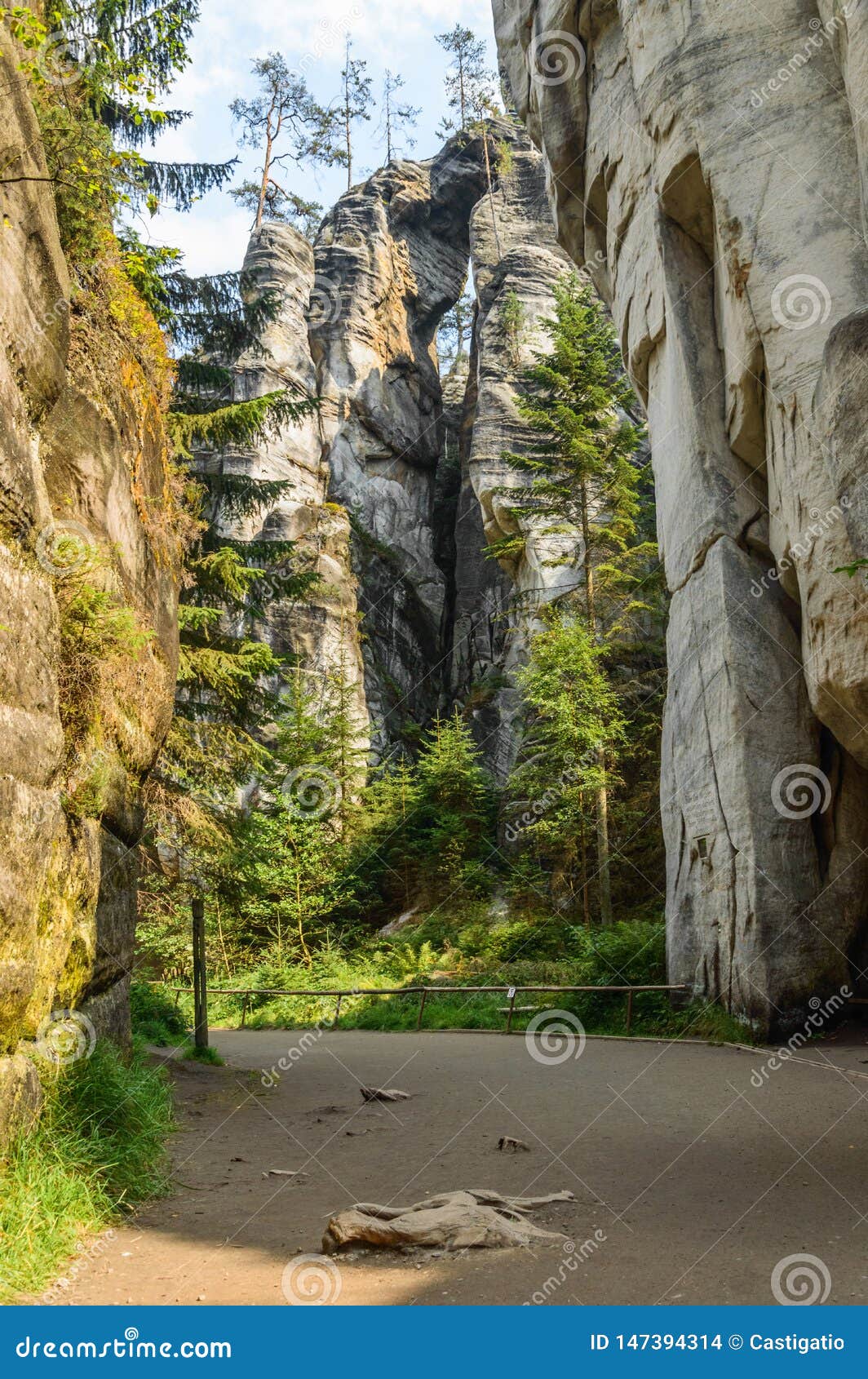 Adrspach Rock Town, a Rock Formation on a Hiking Path Stock Photo ...