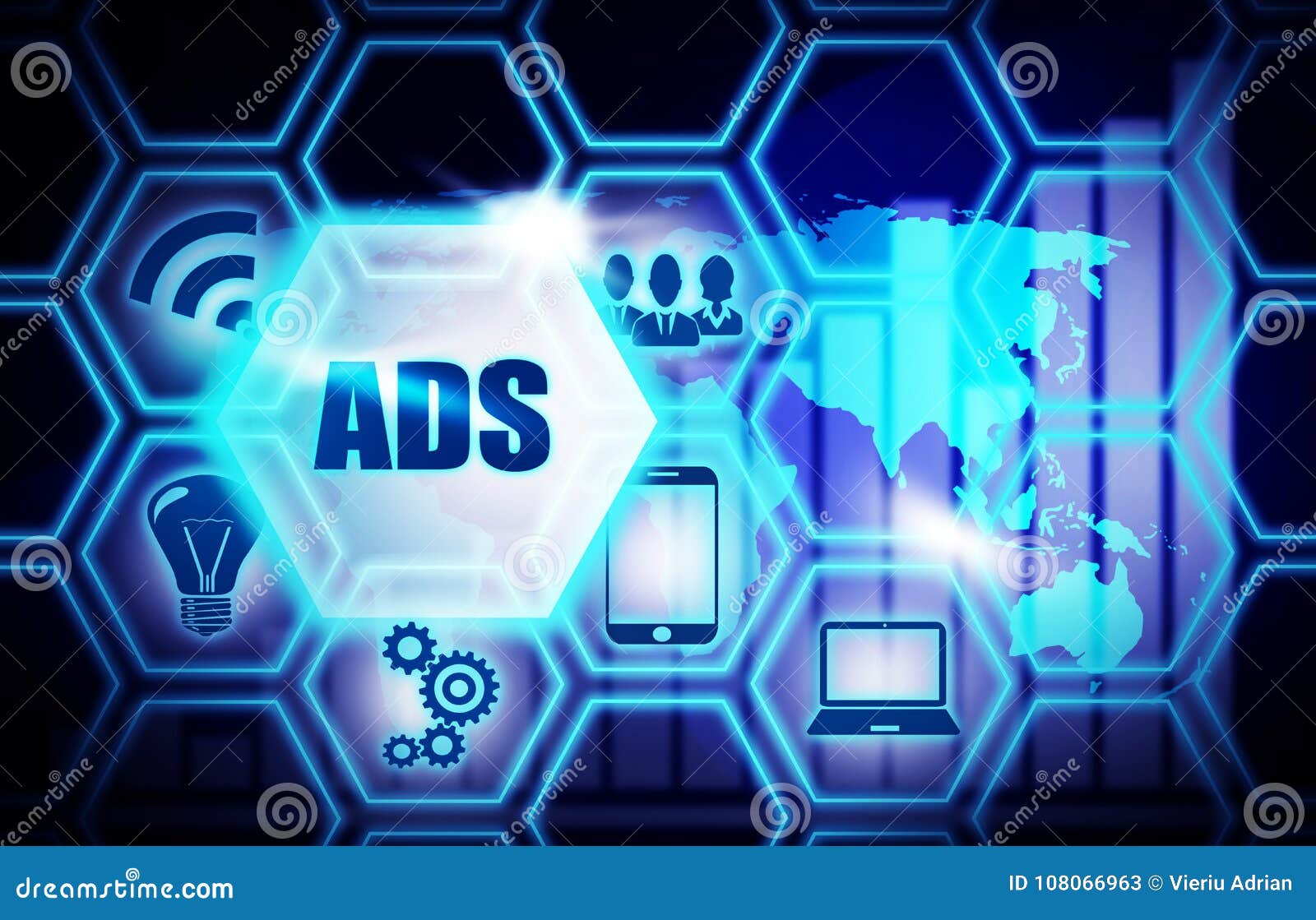 ADS Blue Background Model Concept Stock Illustration - Illustration of ...