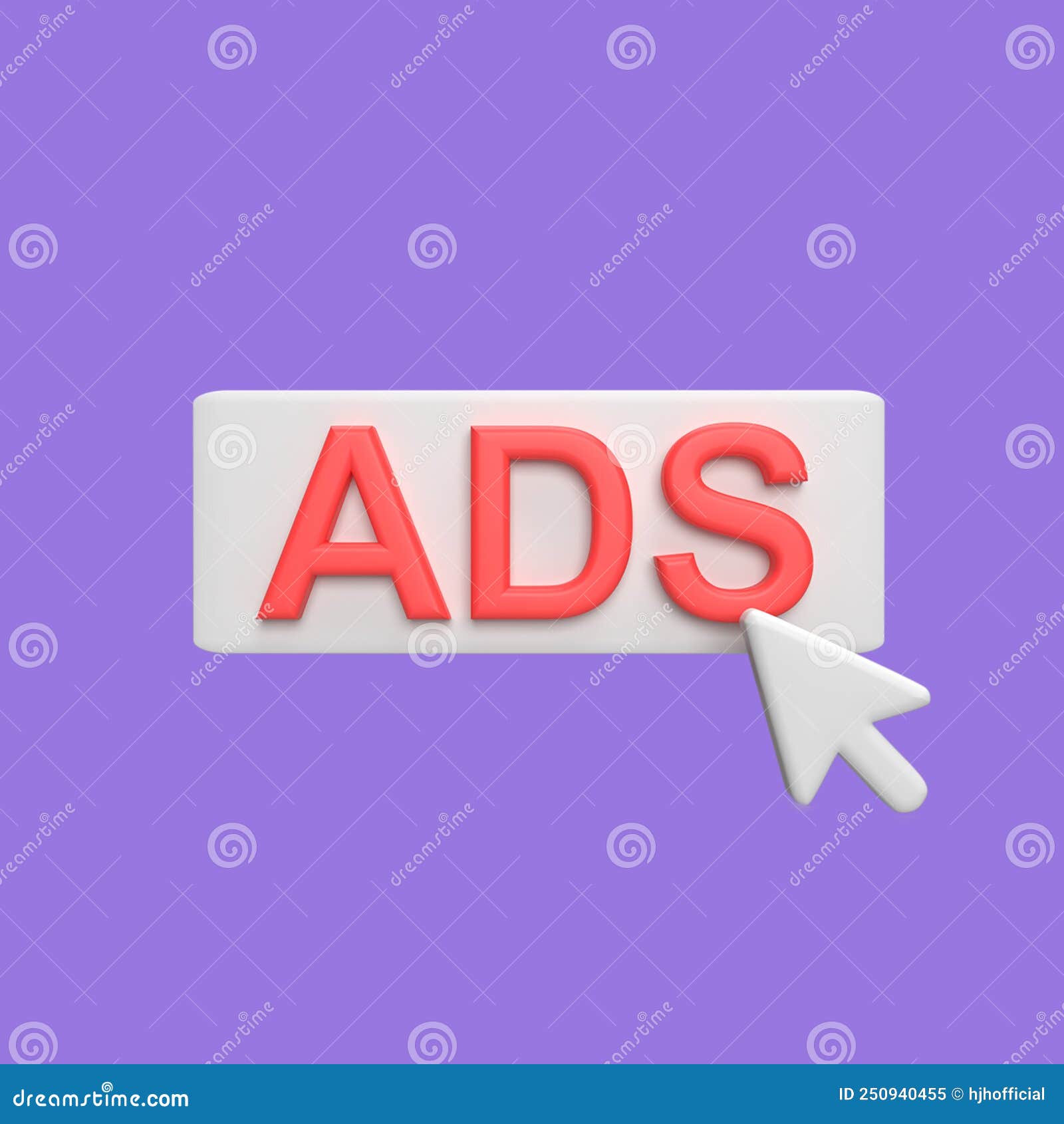 Ads Click 3d Icon Model Cartoon Style Concept. Render Illustration ...