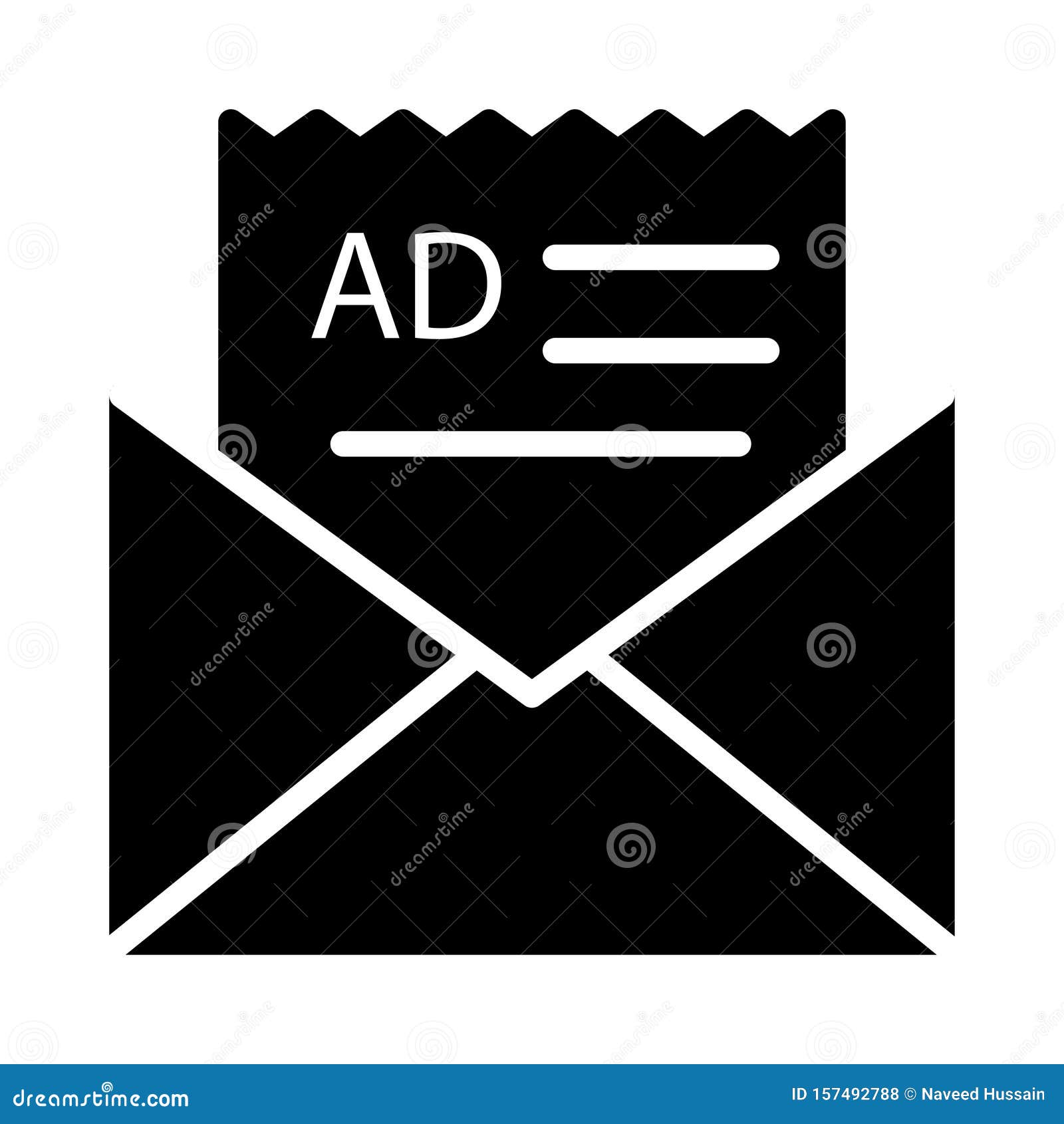 Ads Email Glyph Flat Vector Icon Stock Vector - Illustration of ...