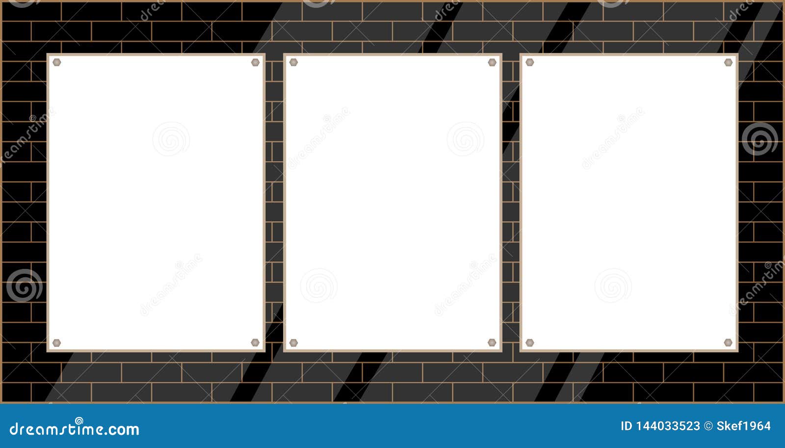 Three Paper Notes Template on the Brick Wall. Stock Vector ...