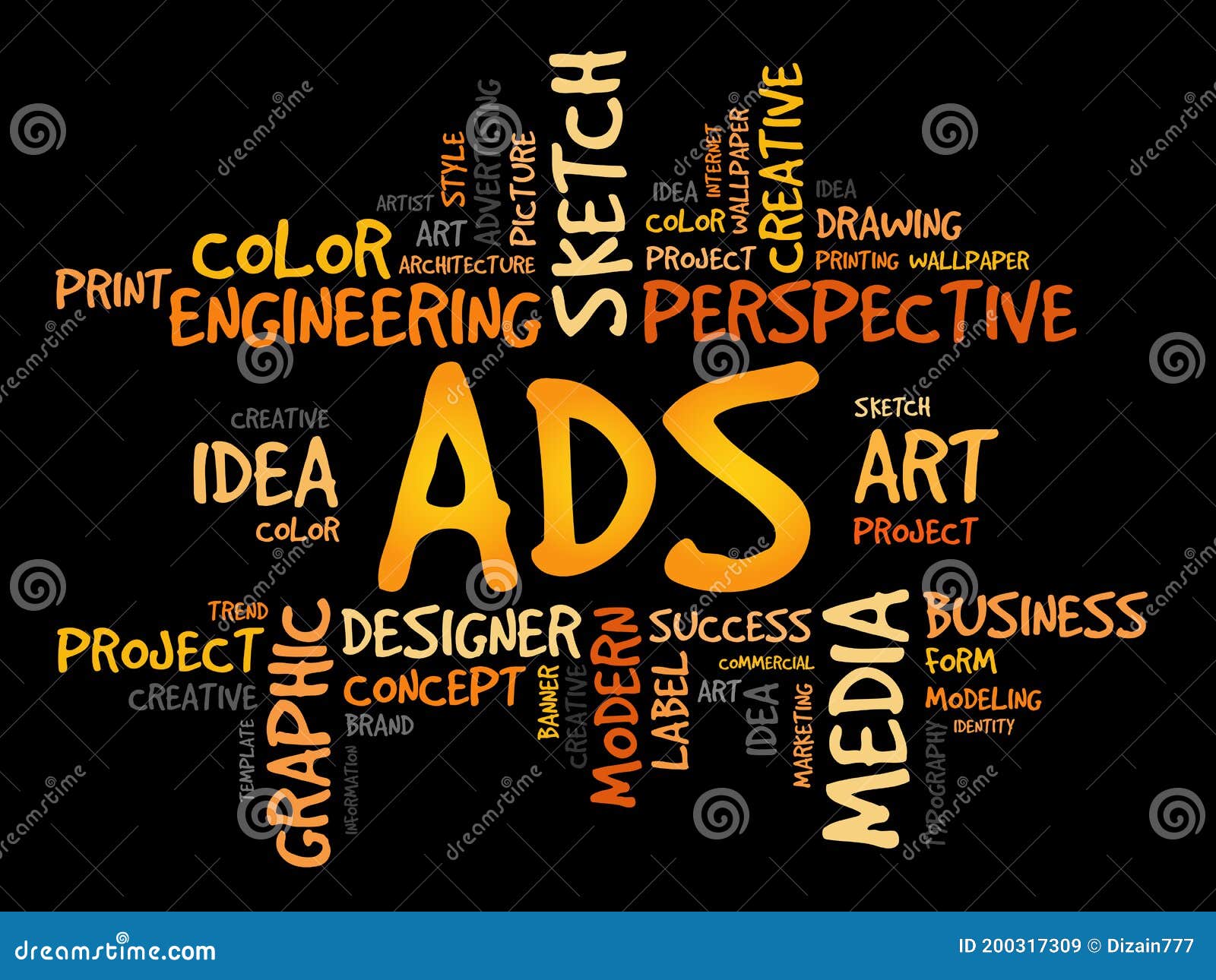 ADS word cloud stock illustration. Illustration of customer - 200317309