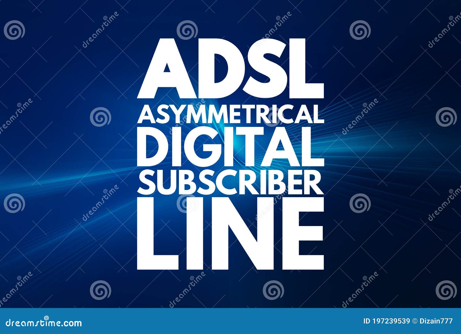 ADSL - Asymmetrical Digital Subscriber Line Acronym, Technology Concept ...