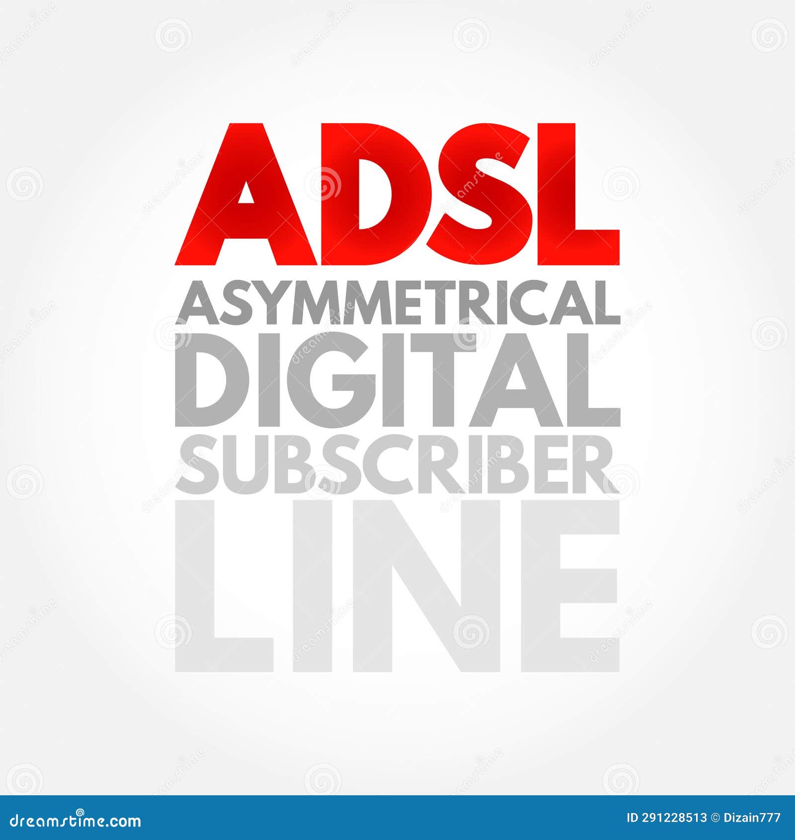 ADSL - Asymmetrical Digital Subscriber Line Acronym, Technology Concept ...
