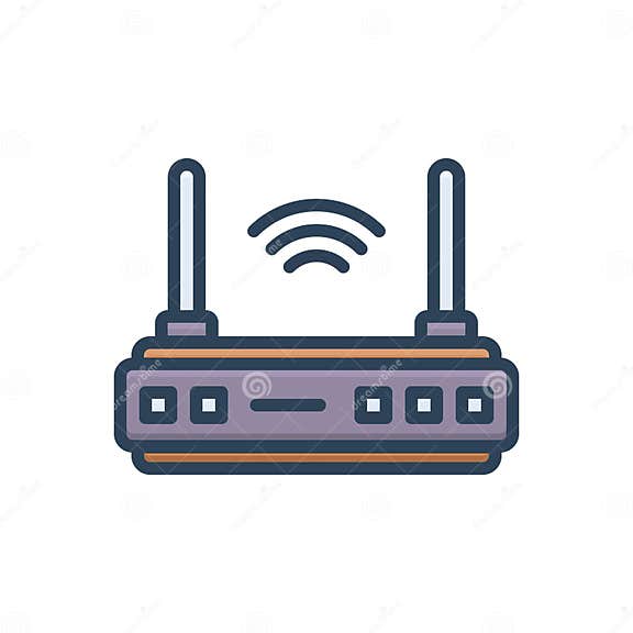 Color Illustration Icon for Adsl, Router and Wireless Stock Vector ...