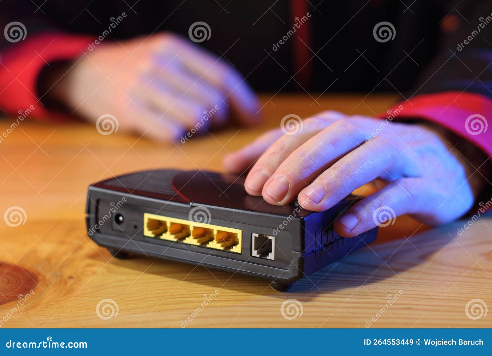 Adsl Modem on the Table in Front of the Person Stock Image - Image of ...