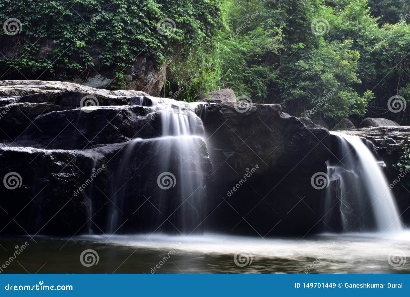 Adukamm Waterfalls and the Pambar River Stock Image - Image of green ...