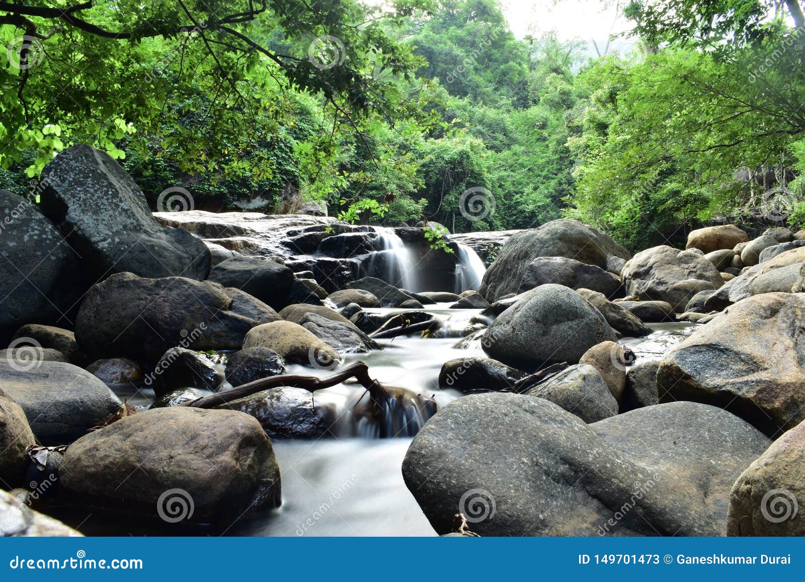 Adukamm Waterfalls and the Pambar River Stock Image - Image of clouds ...