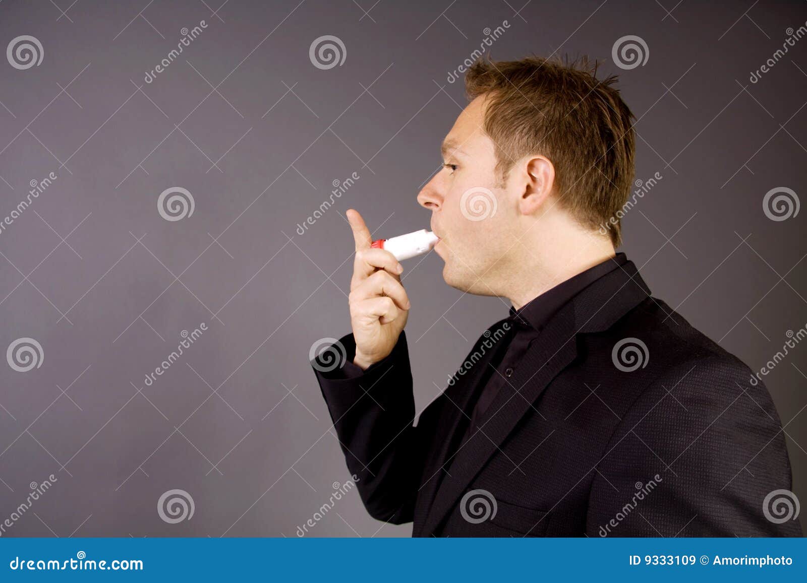 Adult with Asthma inhaler stock image. Image of asthmatic - 9333109
