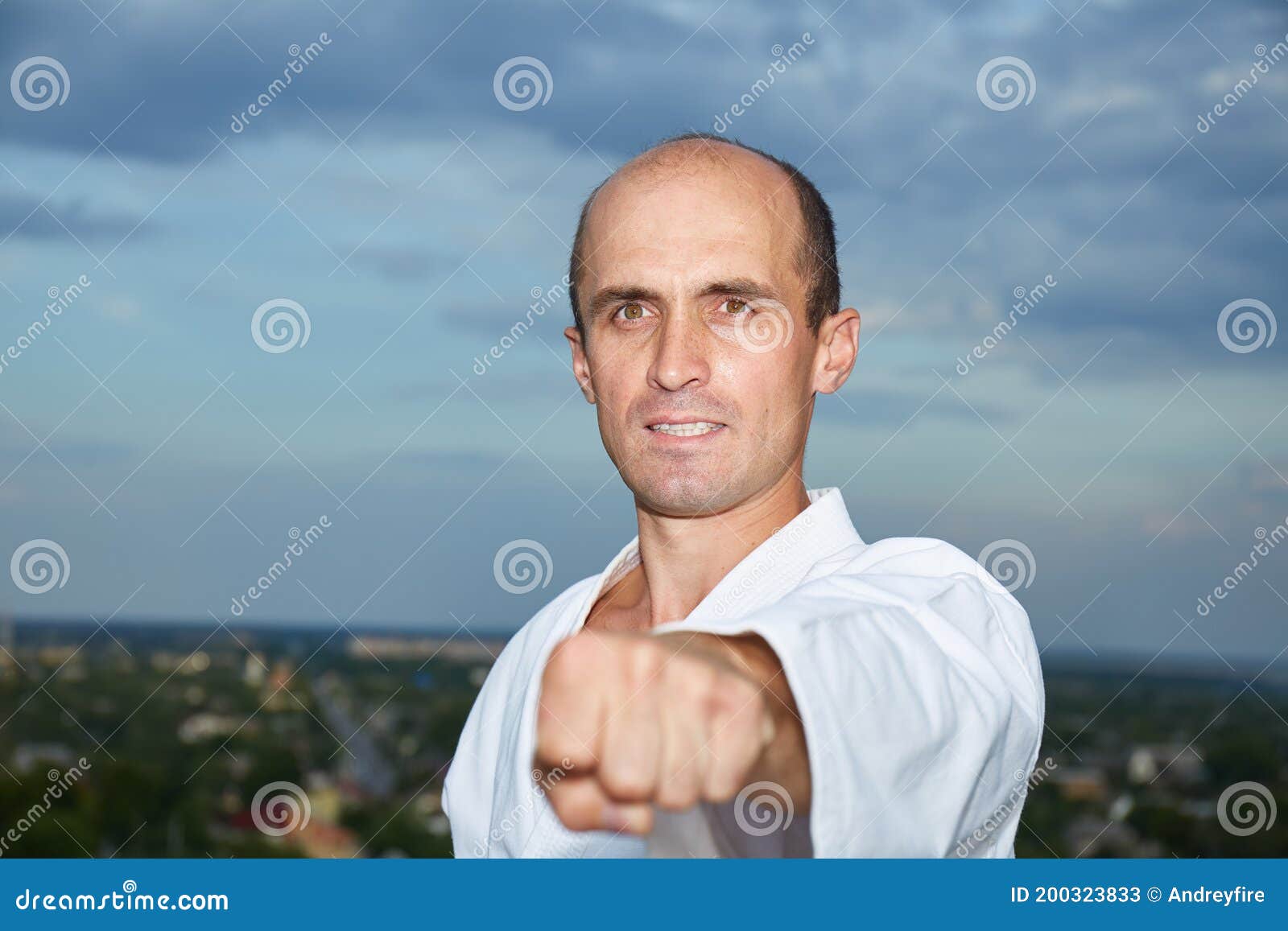 An Adult Athlete Makes a Punch with a Hand Stock Image - Image of ...