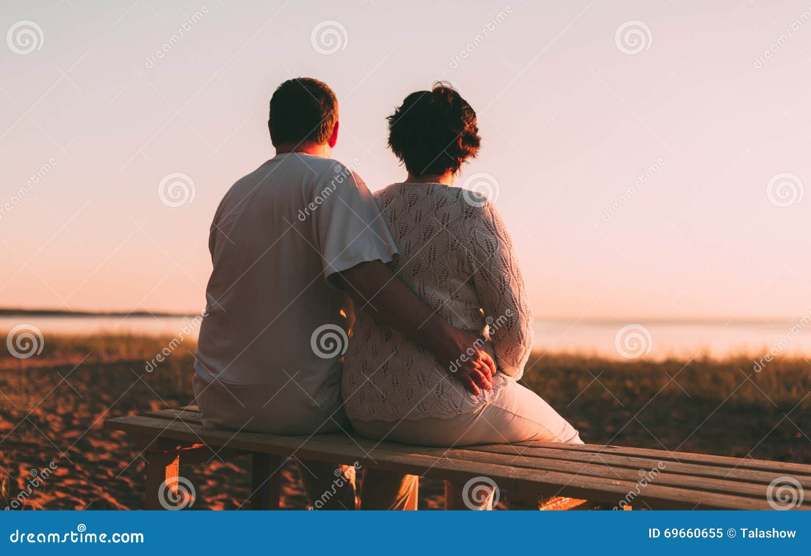 Adult Couple Embracing At Sunset And Sea Stock Image Image Of