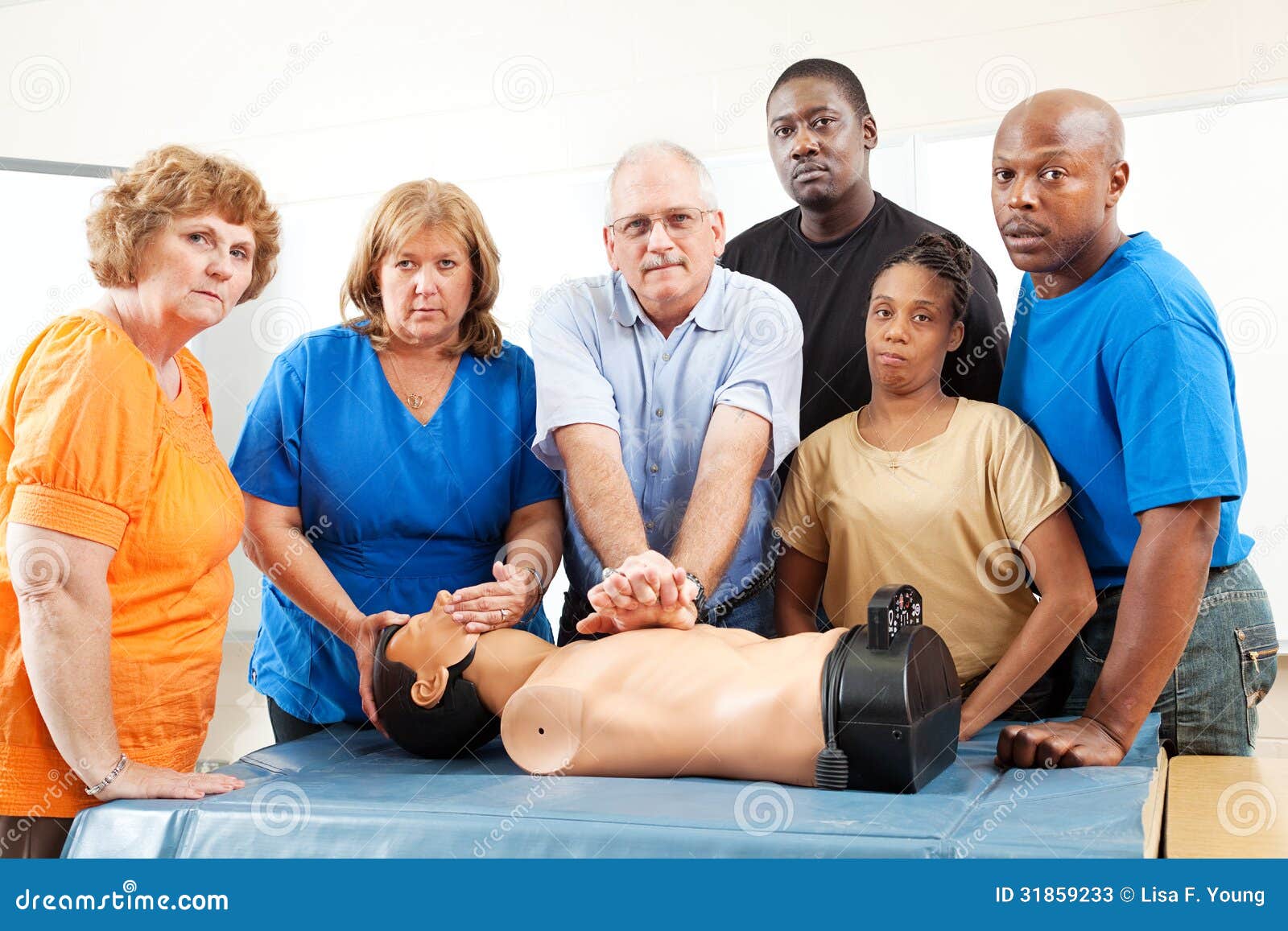 Adult Education Class - First Aid - Serious Stock Image - Image of male ...