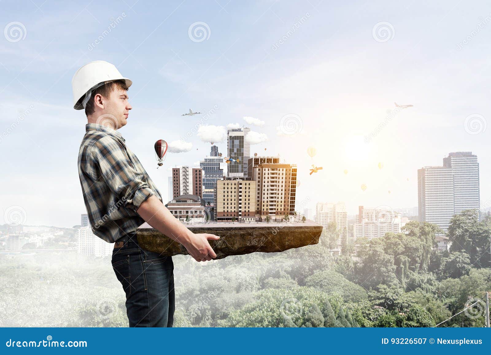 Adult Engineer Man. Mixed Media Stock Image - Image of caucasian, mixed ...