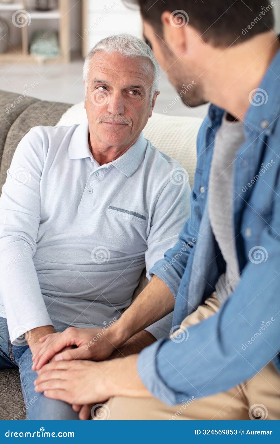 Adult Father and Son Friendly Conversation Stock Image - Image of ...