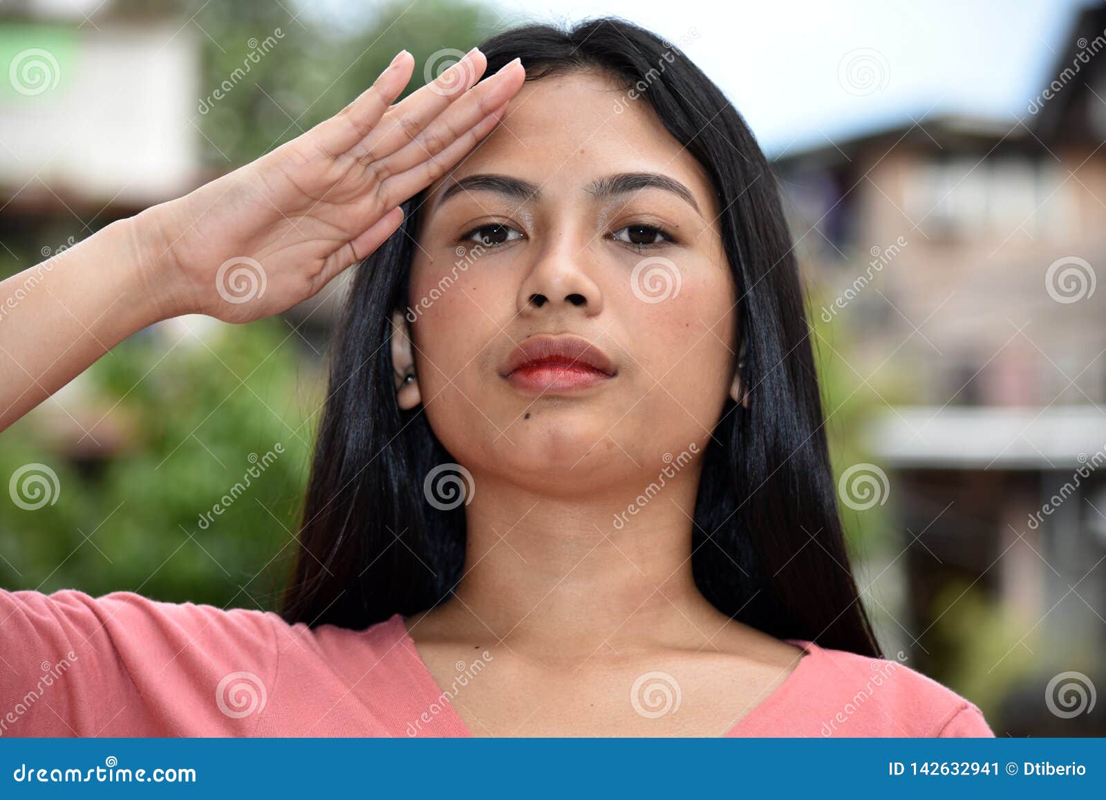 An Adult Female Saluting stock image. Image of grown - 142632941