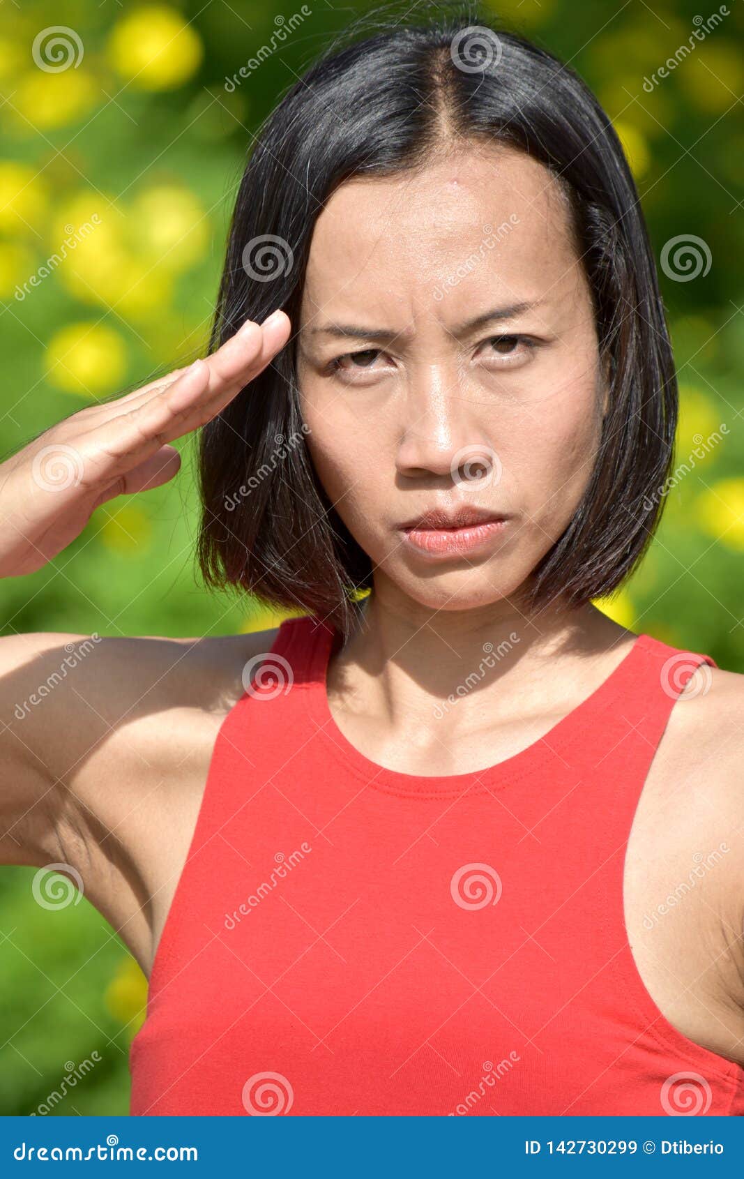 An Adult Female Saluting stock image. Image of female - 142730299