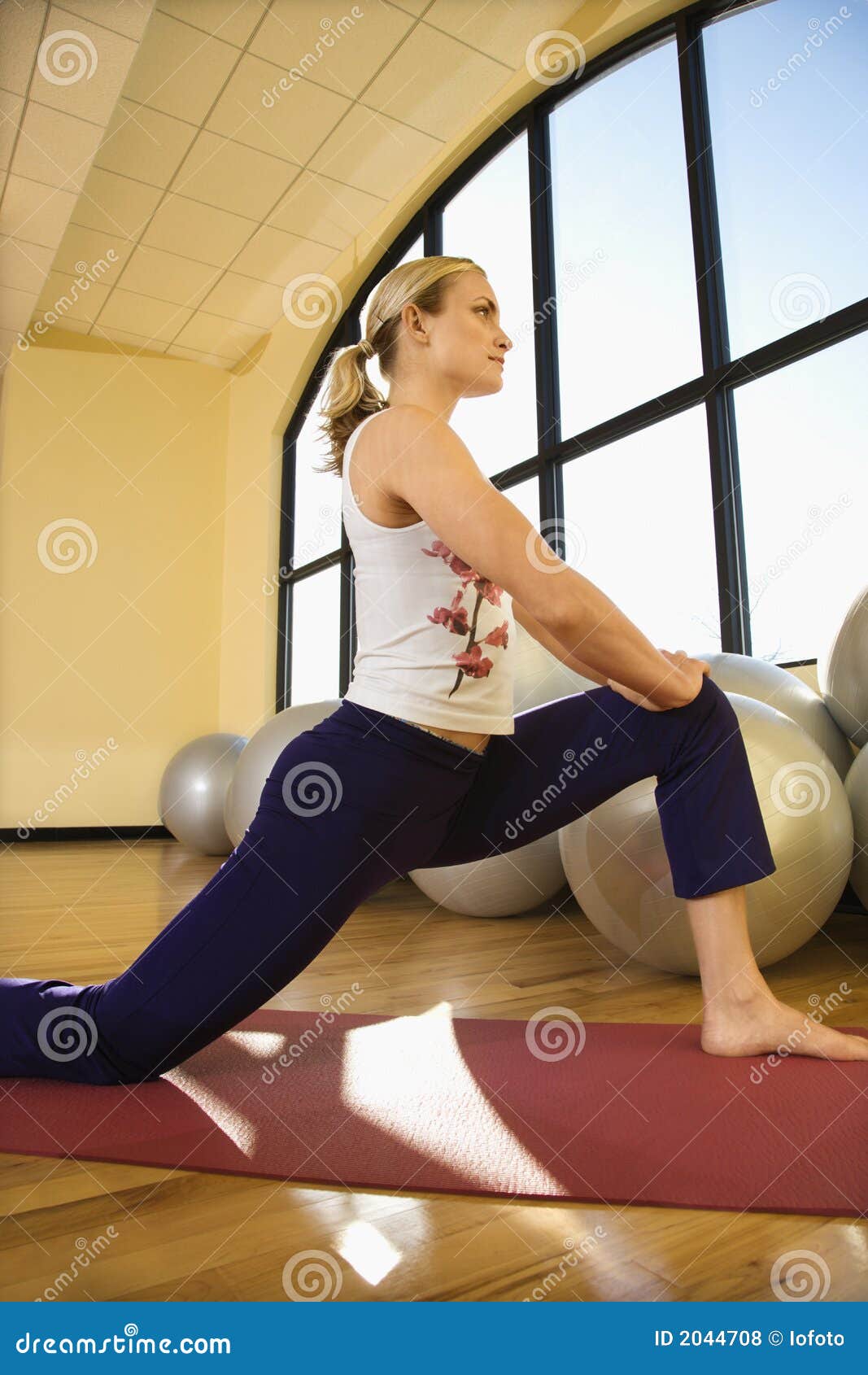 Adult Female Stretching at Gym Stock Photo - Image of recreation ...