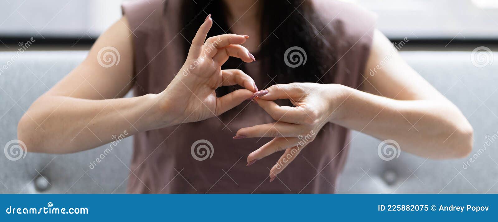 Adult Learning Sign Language Stock Image - Image of panoramic, happy ...