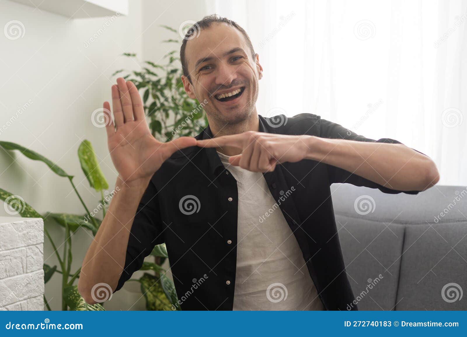 Adult Learning Sign Language for Deaf Disabled. Stock Image - Image of ...