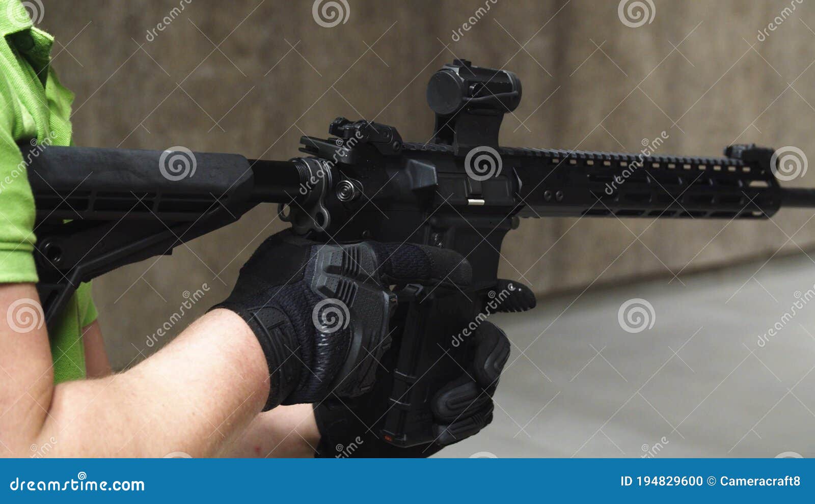 Adult Loading an Assault Rifle at a Shooting Range. Stock Photo - Image ...