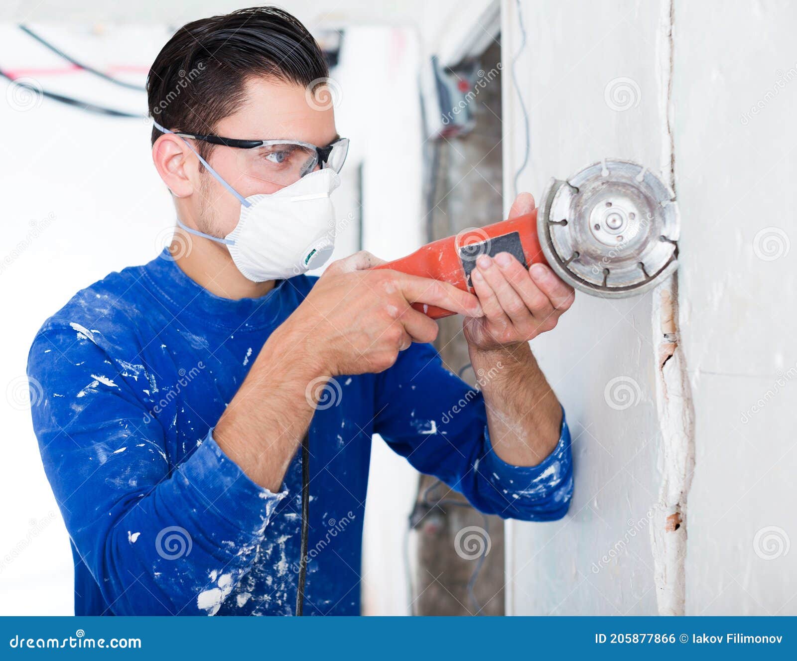 Male Using Professional Angle Grinder Stock Photo - Image of handheld ...