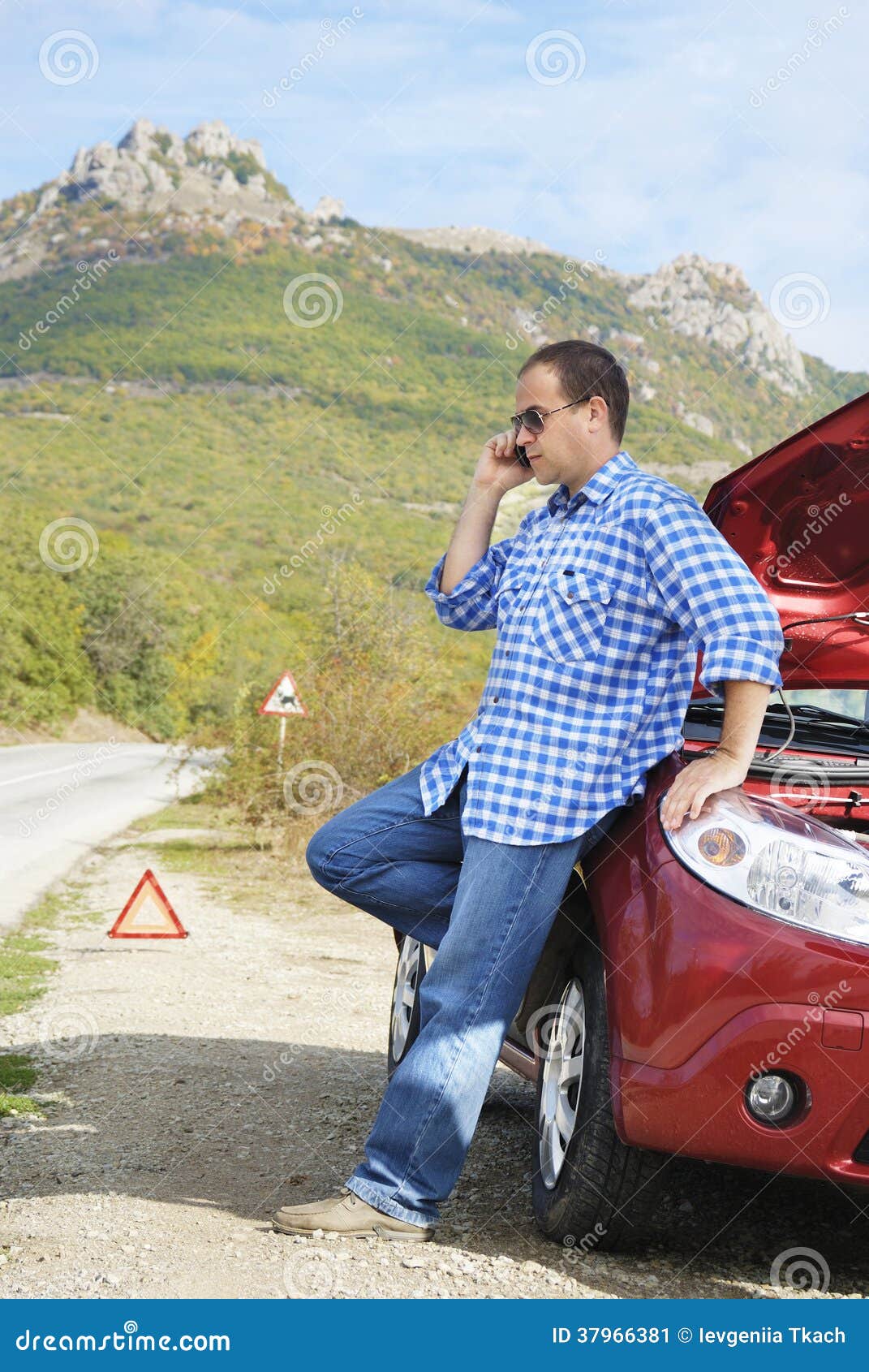 Adult Man is Calling To Support Stock Image - Image of locations, land ...