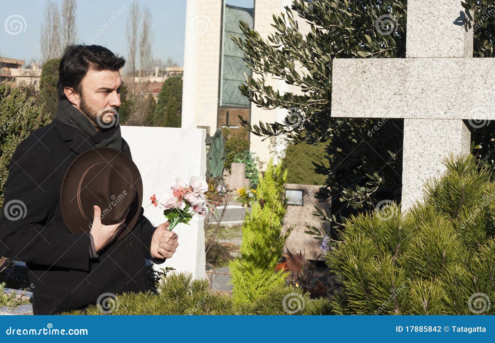 Adult Man at Cemetery stock photo. Image of graveyard - 17885842