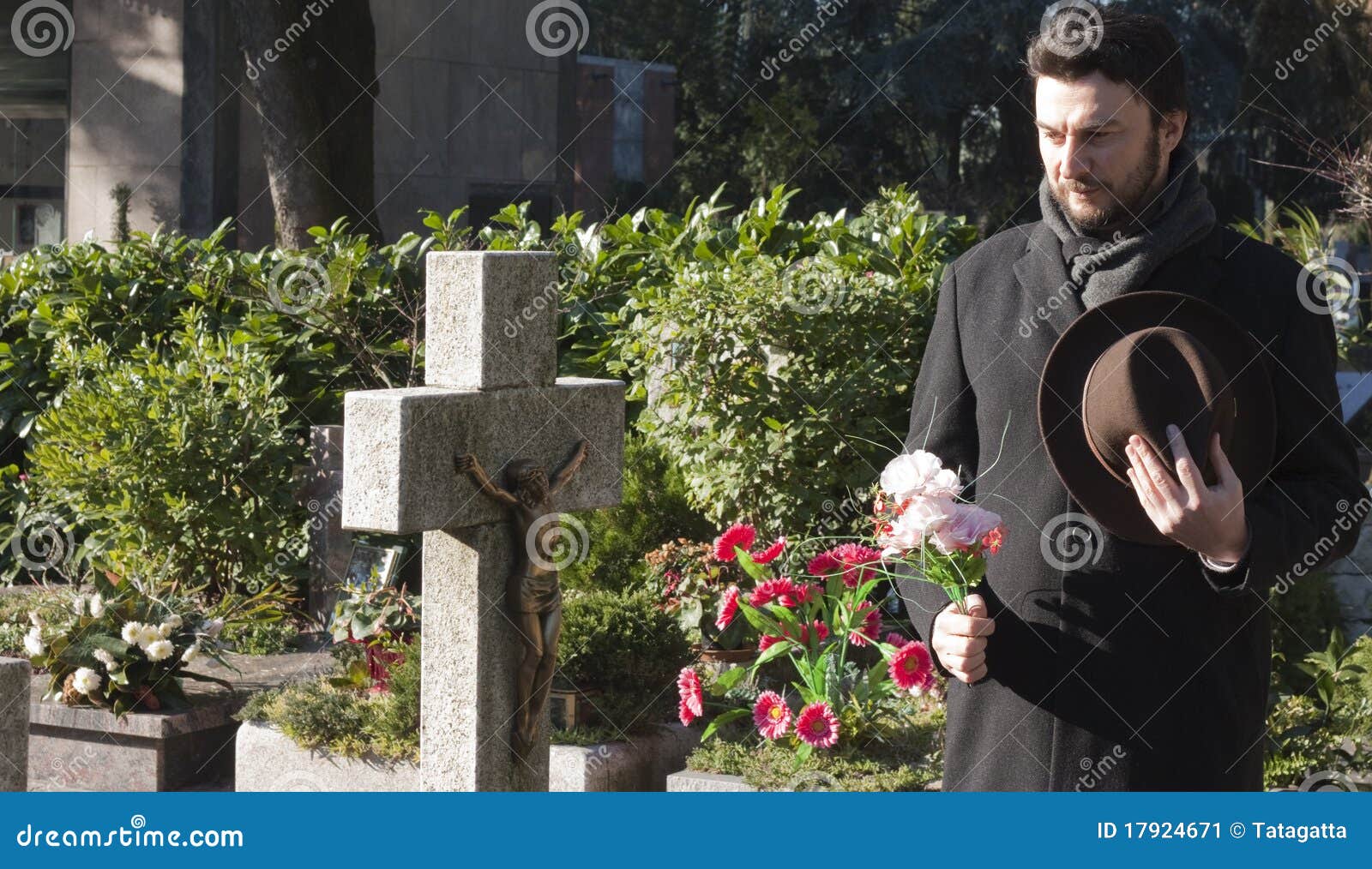 Adult Man at Cemetery stock image. Image of memory, ground - 17924671
