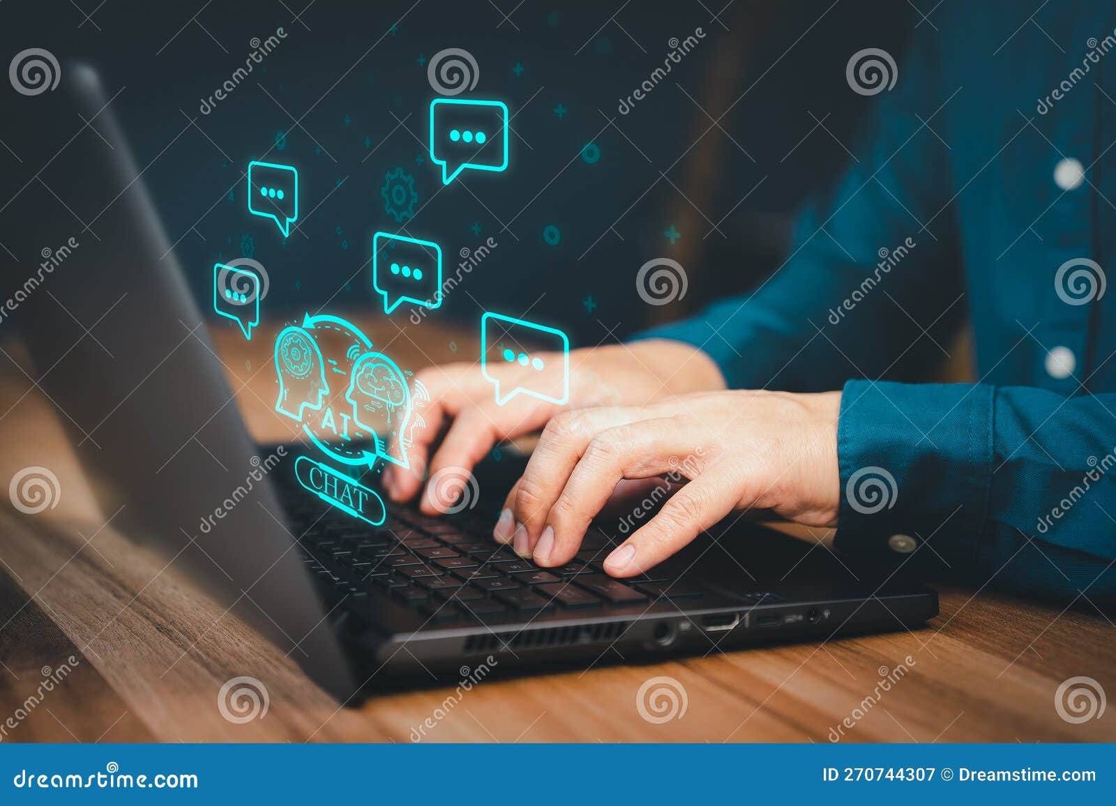 Adult Man Chatting with a Smart AI or Artificial Intelligence Using an ...