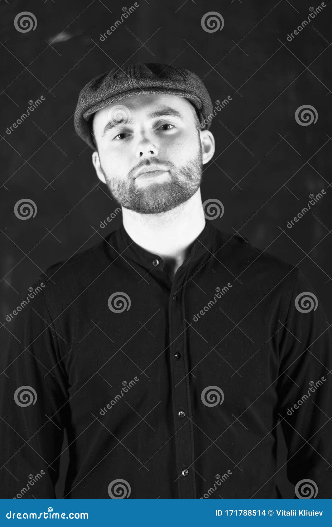Adult man in grey hat stock photo. Image of modern, copy - 171788514
