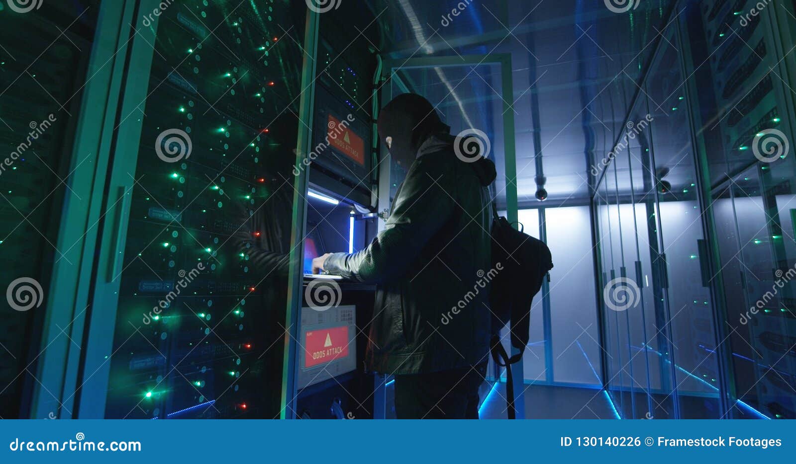 Adult Man Hacking Servers with Computer Stock Photo - Image of hall ...