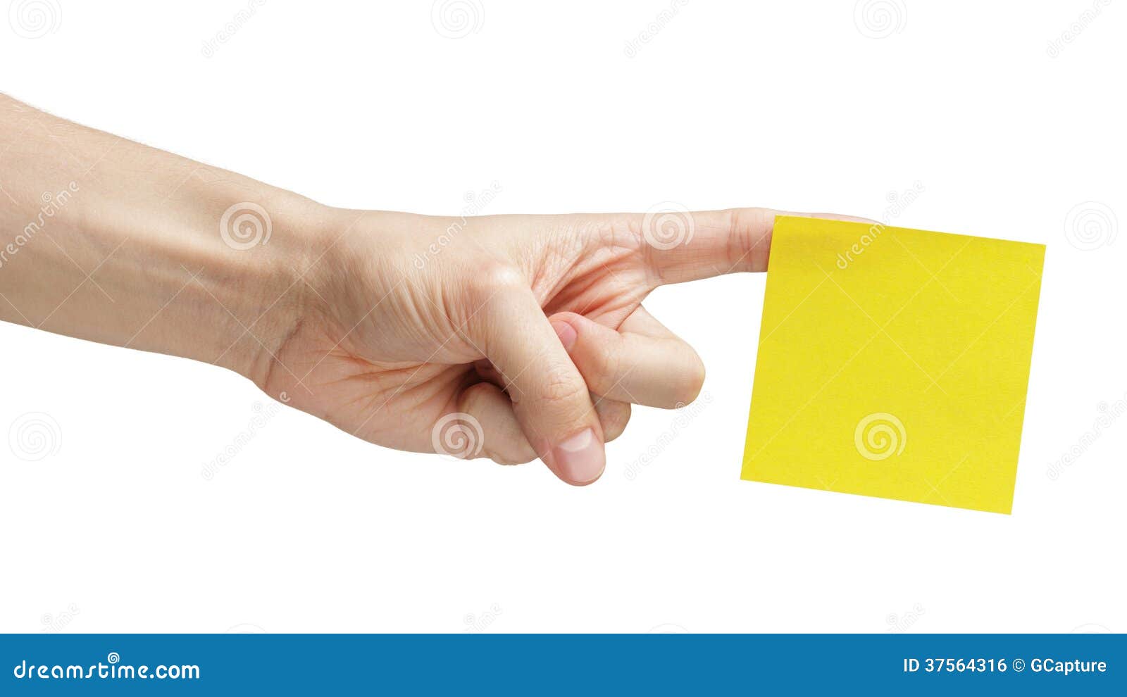 Adult Man Hand Holding Sticky Note Stock Photo - Image of hold ...