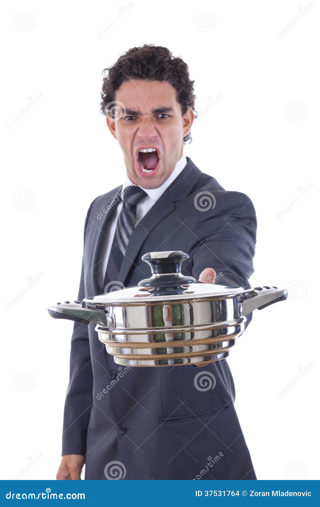 Adult Man Looking at Pot for Cooking with Expression Stock Photo ...