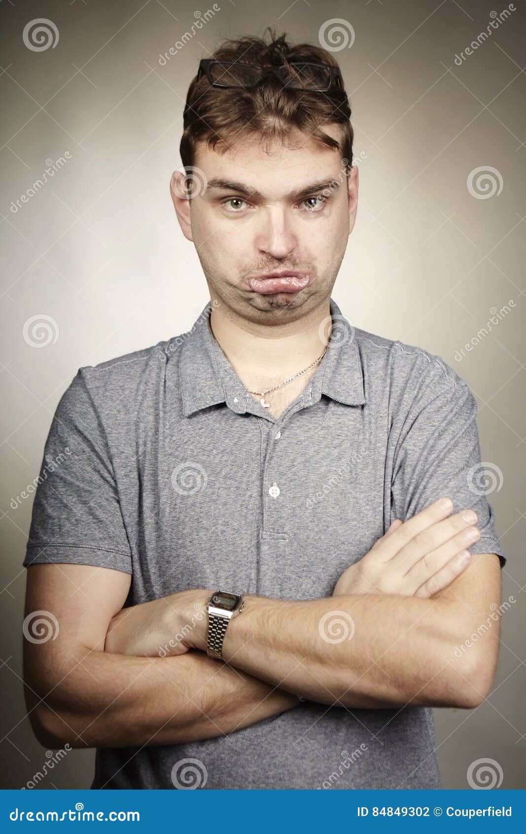 Adult Man Make Duck Faces in Studio Stock Photo - Image of looking ...