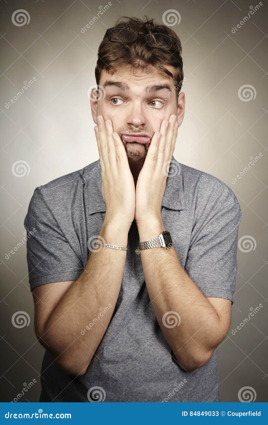 Adult Man Make Moody Faces in Studio Stock Image - Image of freak ...
