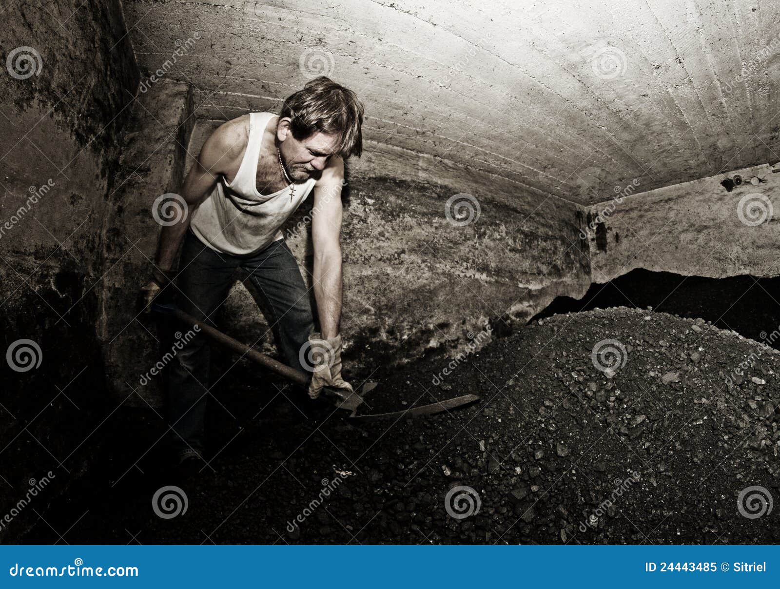 Adult man in mine stock image. Image of dirty, dark, coal - 24443485